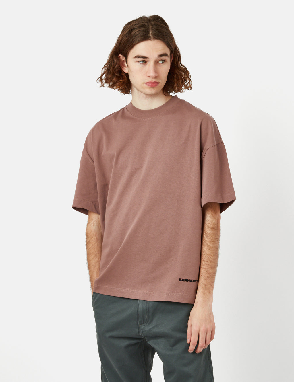 Carhartt Wip Link Script T Shirt Organic Lupinus Redblack I Urban