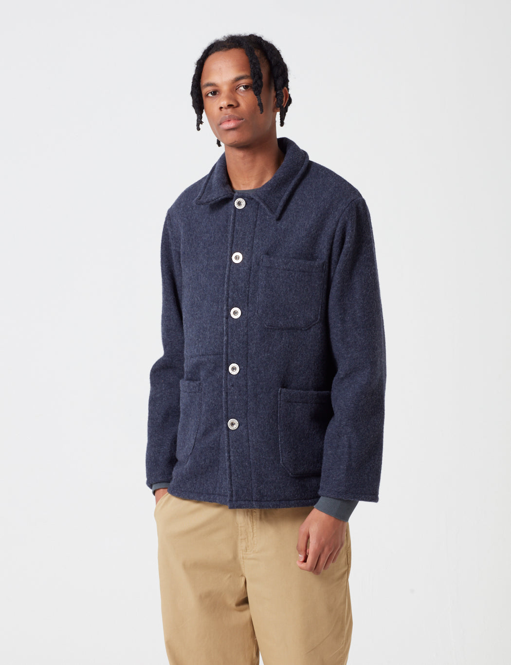 Le Laboureur Wool Work Jacket - Navy | URBAN EXCESS.